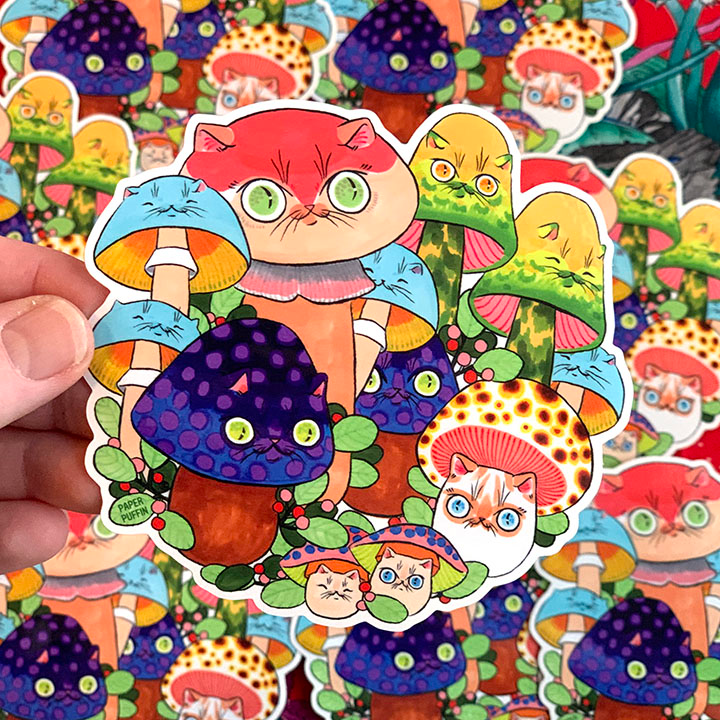 Mushroom Cats – PaperPuffin