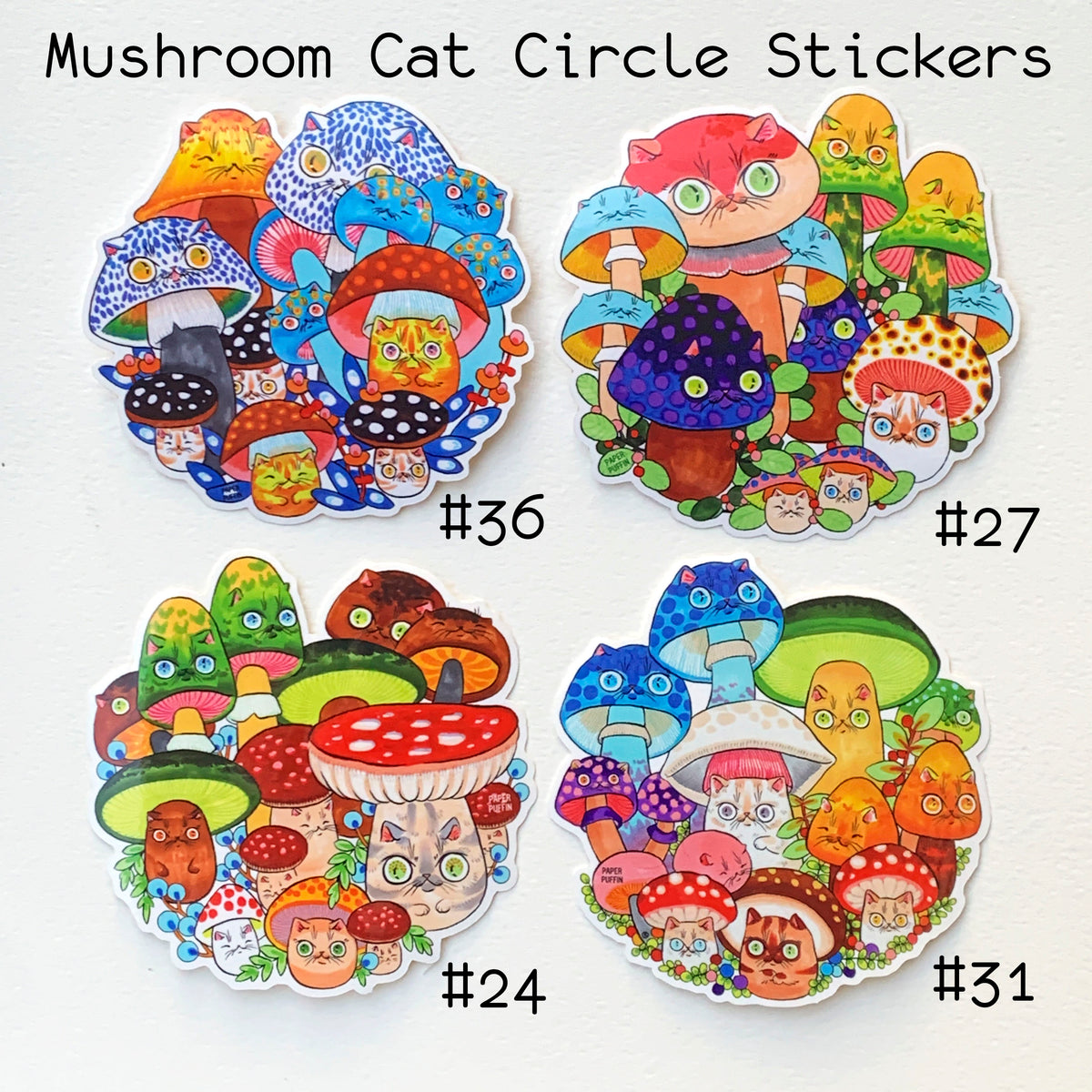 Mushroom Cat #24 Large Sticker – PaperPuffin